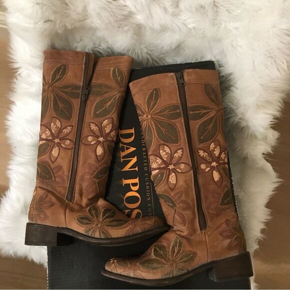 Dan Post | Shoes | Danpost Tan Floral Embroidered Leather Round Toe ...